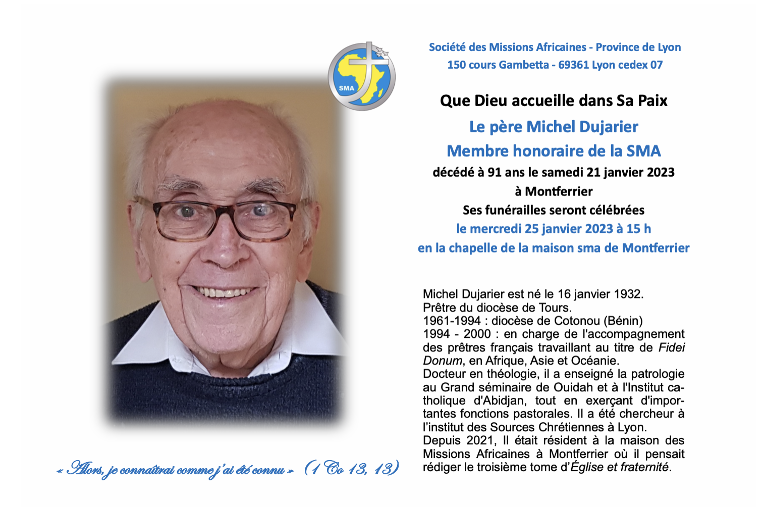 Décès du Père Michel DUJARIER